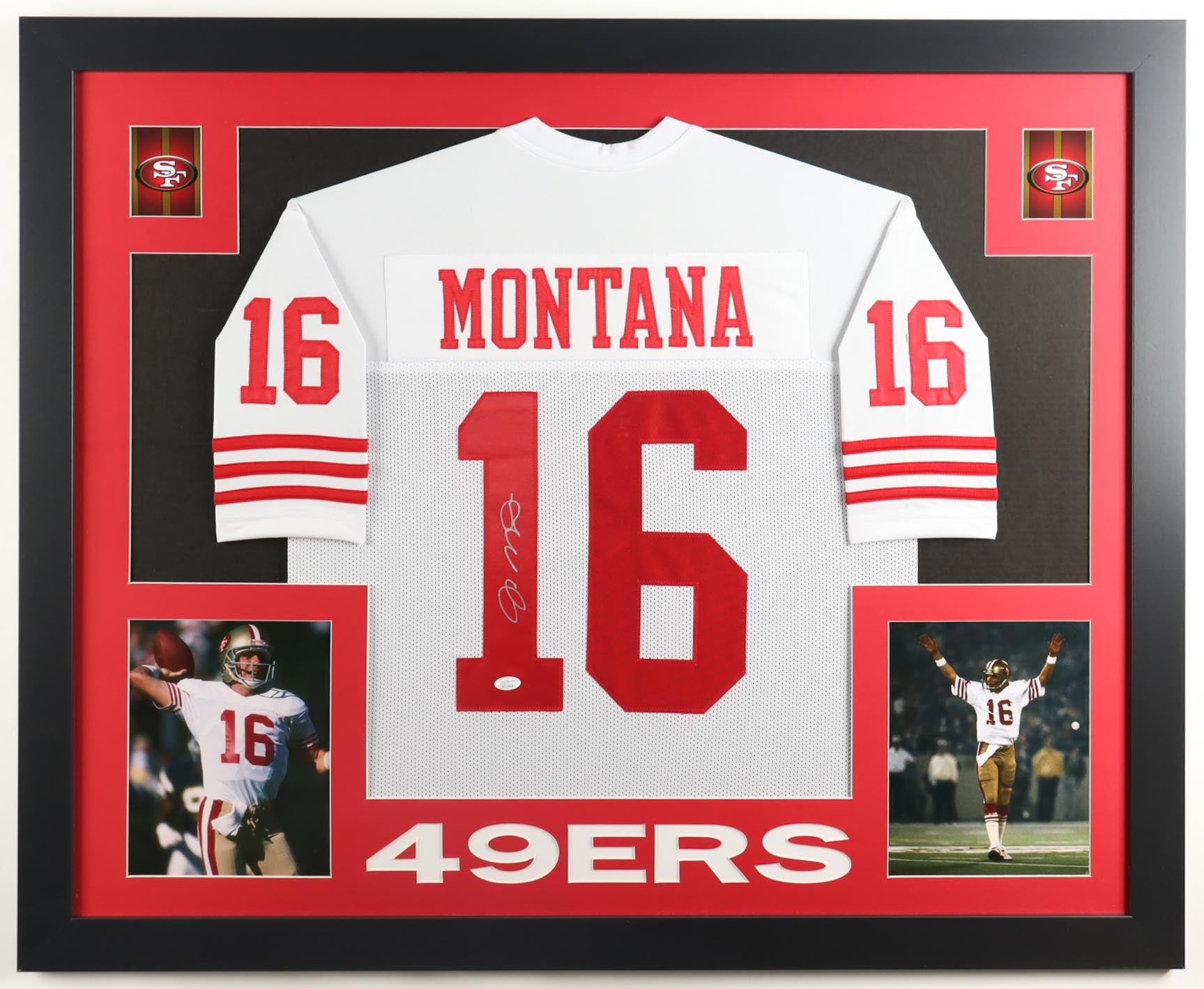 Joe Montana Signed Custom Framed Jersey Display (JSA) – Cash Cards ...